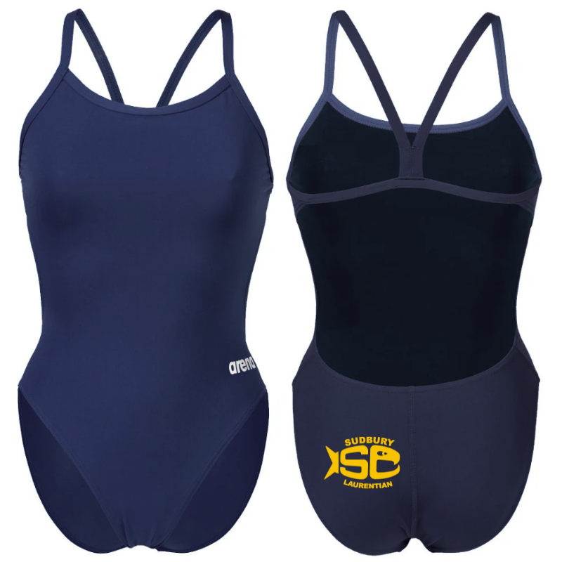 ARENA SLSC WOMEN'S TEAM SWIMSUIT CHALLENGE BACK SOLID - NAVY - PRINTED – OntarioSwimHub