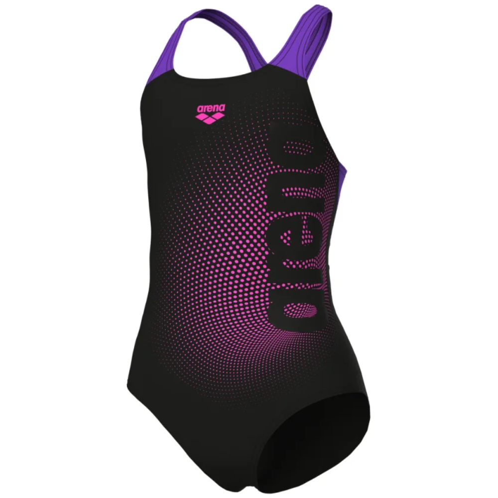 ARENA GIRLS' SWIMSUIT DIM LIGHTS SWIM PRO BACK - BLACK/VIOLET ...