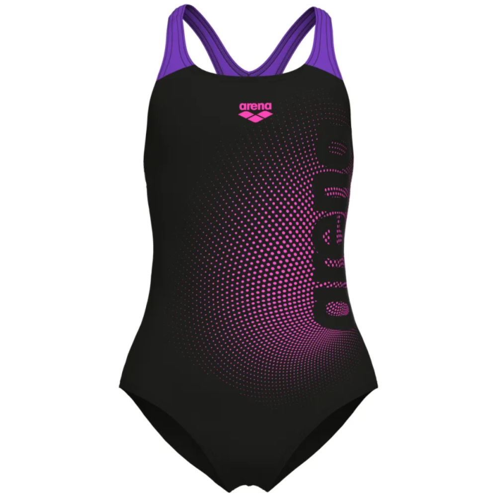 ARENA GIRLS' SWIMSUIT DIM LIGHTS SWIM PRO BACK - BLACK/VIOLET ...