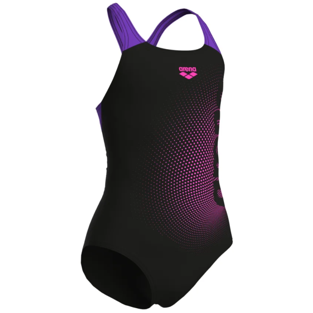 ARENA GIRLS' SWIMSUIT DIM LIGHTS SWIM PRO BACK - BLACK/VIOLET ...