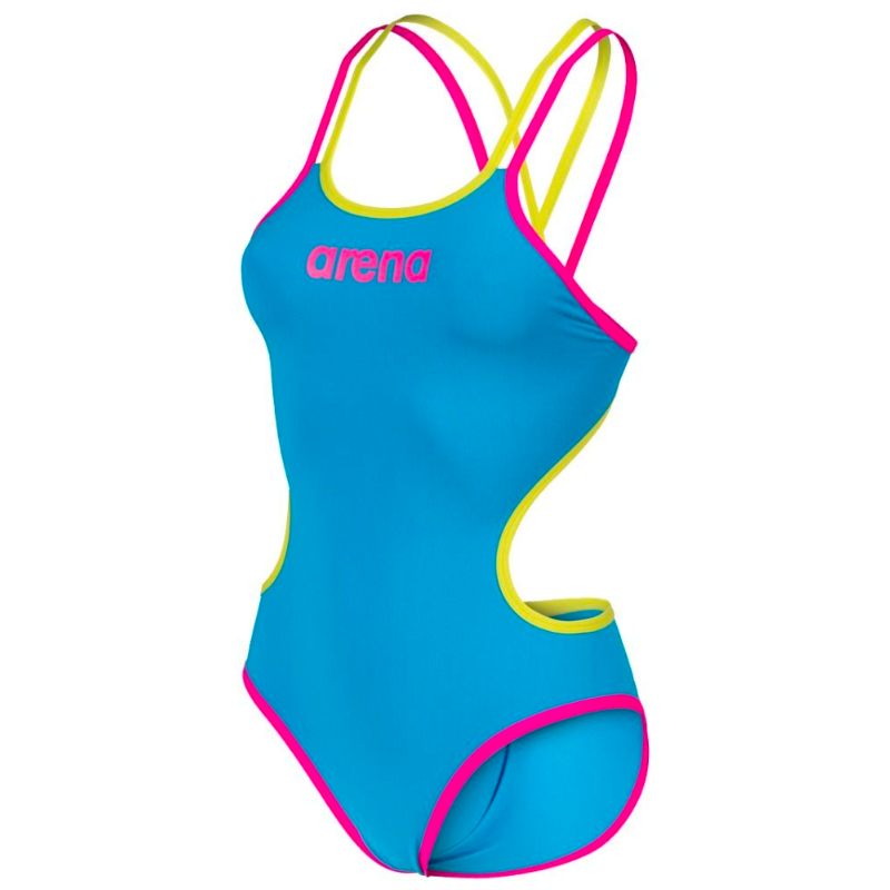 ARENA WOMEN'S ARENA ONE DOUBLE CROSS BACK ONE PIECE - TURQUOISE/FLUO ...