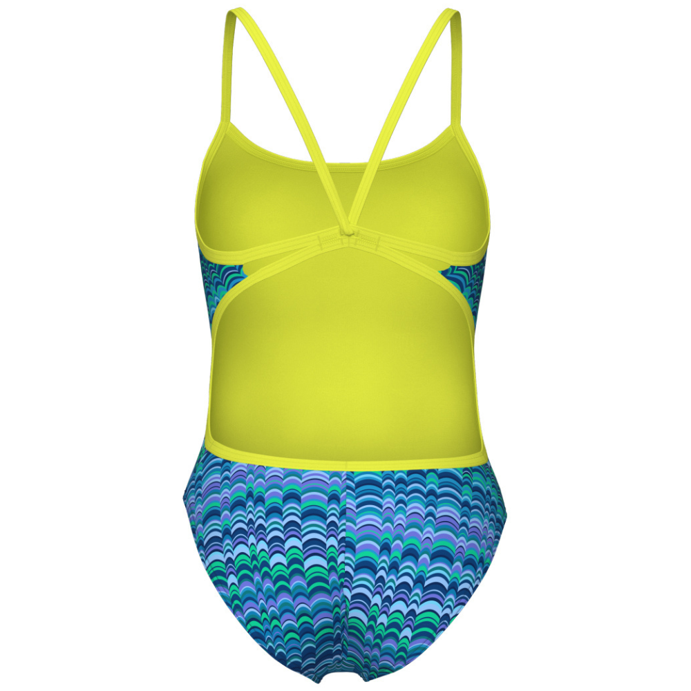 ARENA WOMEN'S SWIMSUIT ONDULATION LACE BACK - MULTI NAVY/SOFT GREEN ...