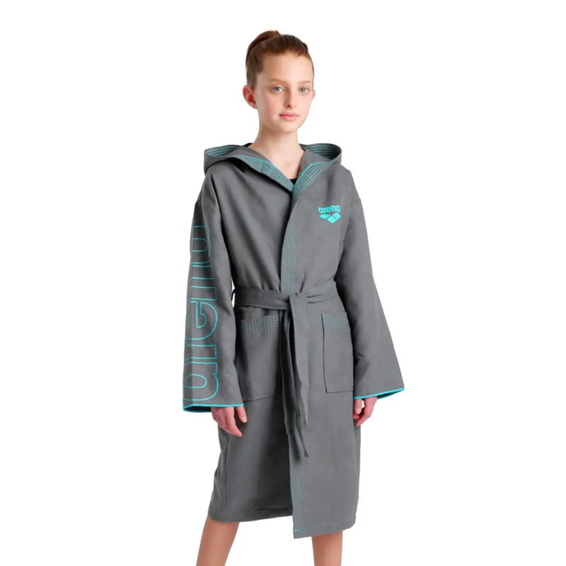 ARENA ZEAL PLUS JUNIOR BATHROBE - DARK GREY/SKY – OntarioSwimHub