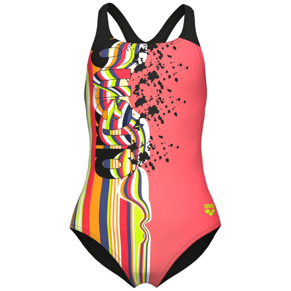 GIRLS' SWIMSUIT ARENA PALETTE SWIM PRO BACK - CALYPSO CORAL/BLACK/BLAC ...